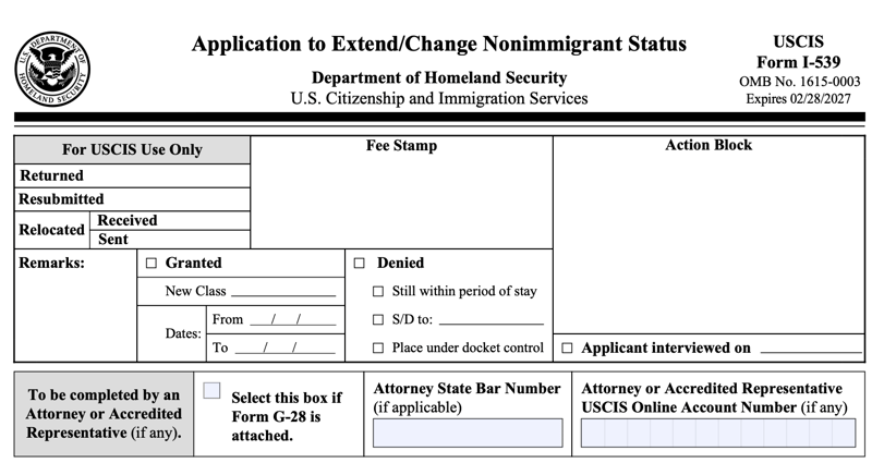 Understanding Form I-539 | Change of Status Guide | USCIS
